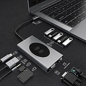 SHYPT USB Type C Hub USB 3.0 Type-C Hub to HDMI Adapter 4K Thunderbolt 5 USB C Hub with TF SD Reader Slot PD