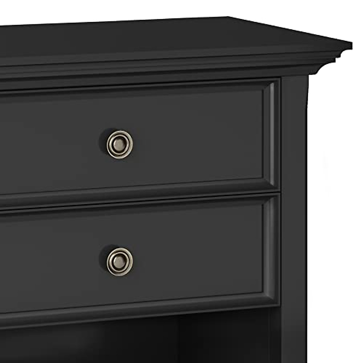 SIMPLIHOME Amherst SOLID WOOD 24 Inch Wide Traditional Bedside Nightstand Table in Black, For the Living Room and Bedroom