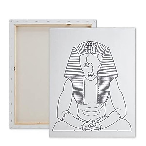 Essenburg Pre Drawn Canvas Painting Kit | Pharaoh Valentines Pre Drawn Stretched Canvas Kit | Adult Sip and Paint Party Favor | DIY Date Night Couple Activity (M 12X16, 12 COLORS OF PAINT)