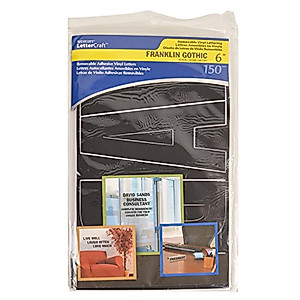 Westcott LetterCraft 6" Vinyl Removable Letter Stickers, Number Stickers and Symbol Stickers, Black, Franklin Gothic Font (15860)