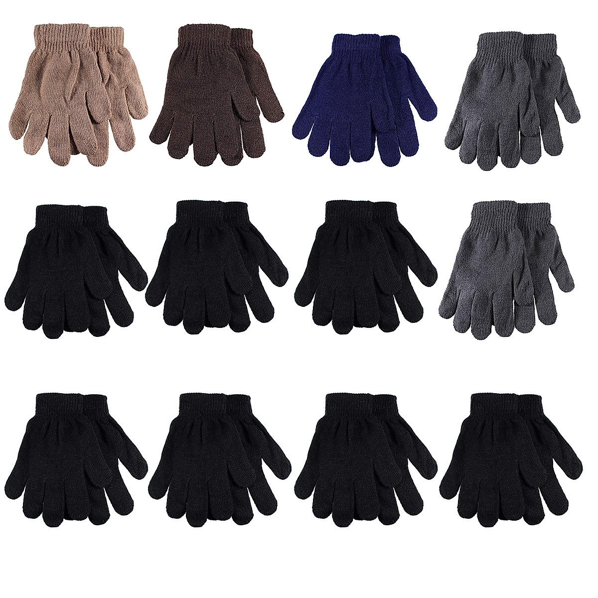 Gelante Adult Winter Knitted Magic Gloves Wholesale Lot 12 Pairs 9905-Assorted-12 Pairs