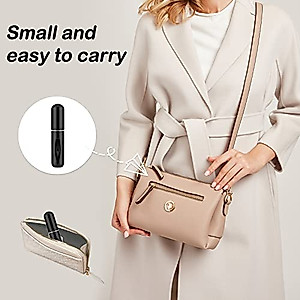 Soleebee Portable Refillable Perfume Atomizer Bottles, Mini Matte Atomizer Perfume Bottles, Refillable Perfume Spray Dispensers, Scent Pump Case, Travel Size Perfume Spray Bottle 5ml/0.2oz (4 Pcs Black)