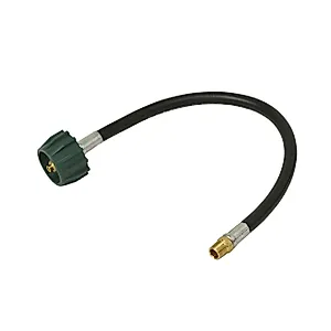 Flame King 100473-18, 1/4" Male NPT Adapter (Not Flare), Solid Rubber Pigtail Hose for RV Regulators, Black/Brass, 18 inches