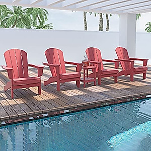 Williamspace Adirondack Chairs Set of 2, Lifetime Outdoor Adirondack Chair Oversized Fire Pit Chair, Weather Resistant HDPE Patio Chair Easy Installation for Garden, Poolside, Backyard, Beach (Red)