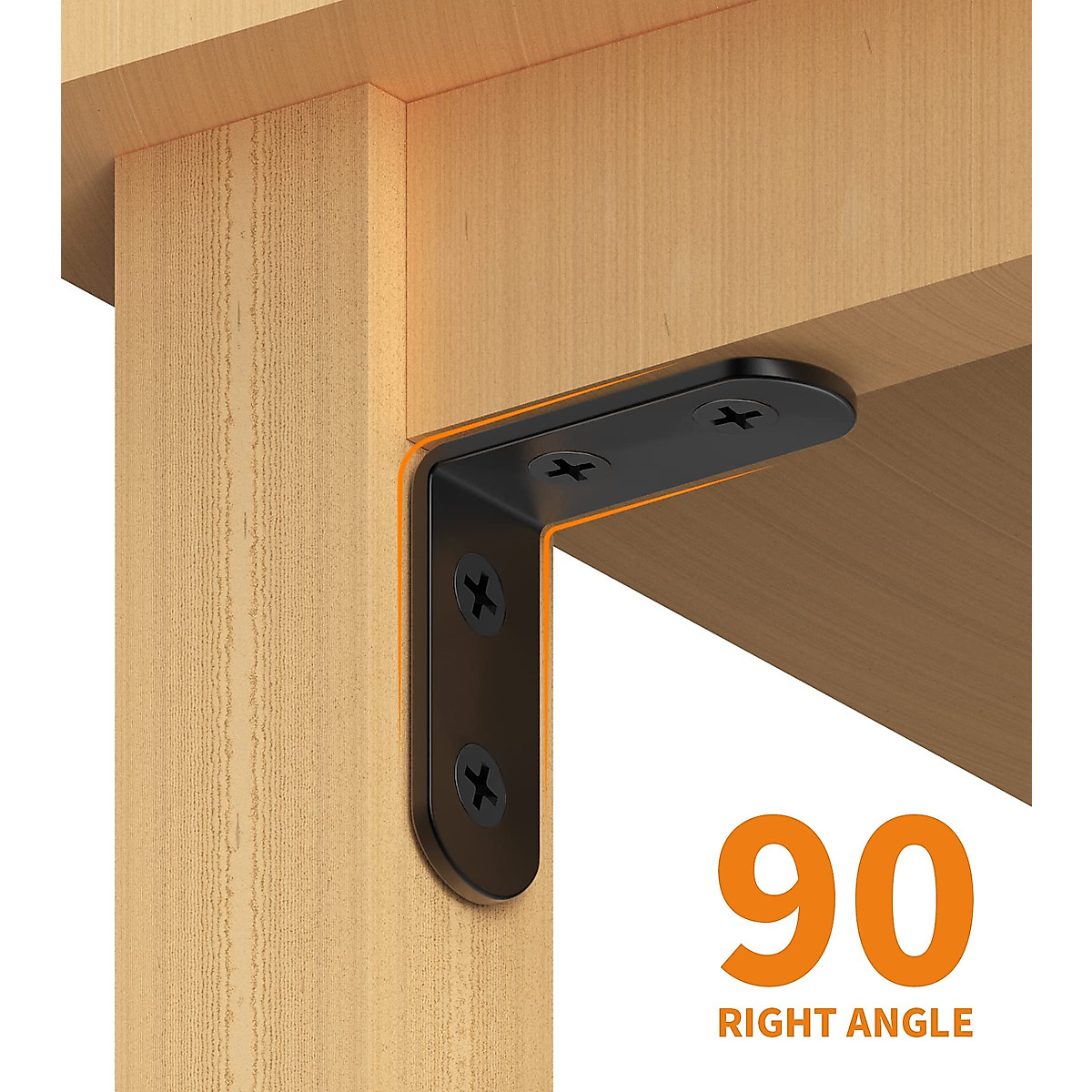 18PCS L Bracket Corner Bracket, FATLODA Stainless Steel L Brackets for Shelves, Black Small Right Angle Bracket, Metal Corner Brace for Wood Furniture Cabinet Chair with 72PCS Screws (1.57x1.57 in)