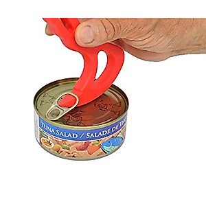 Safe Ring Pull Can Opener Protects Nails Arthritis Hands | Red - by Home-X