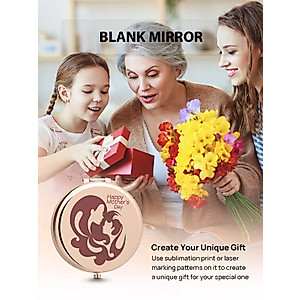 Getinbulk Compact Mirror for Purse, Double-Sided 1X/2X Magnifying Metal Pocket Makeup Mirrors(Round, Rose Gold)