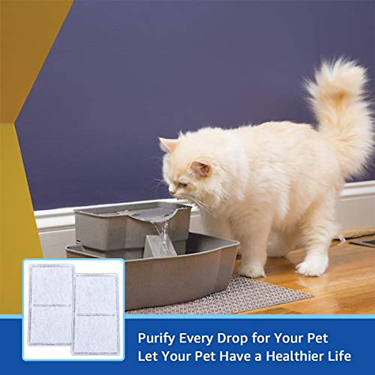 MyfatBOSS Charcoal Water Filter, Replacement Carbon Filters (2-Chamber) Dog and Cat Water Fountain Filters Compatible with Drinkwell Pet Fountain, 12 Filters