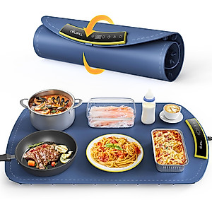 COLDFILL Electric Warming Tray - Foldable Food Warming Mat with 8 Temp Setting, Full-Surface Heat in 5s, 4 Hours Auto-Off, Easy to Clean with Nano-Material, for Buffet, for Party, for Thawing