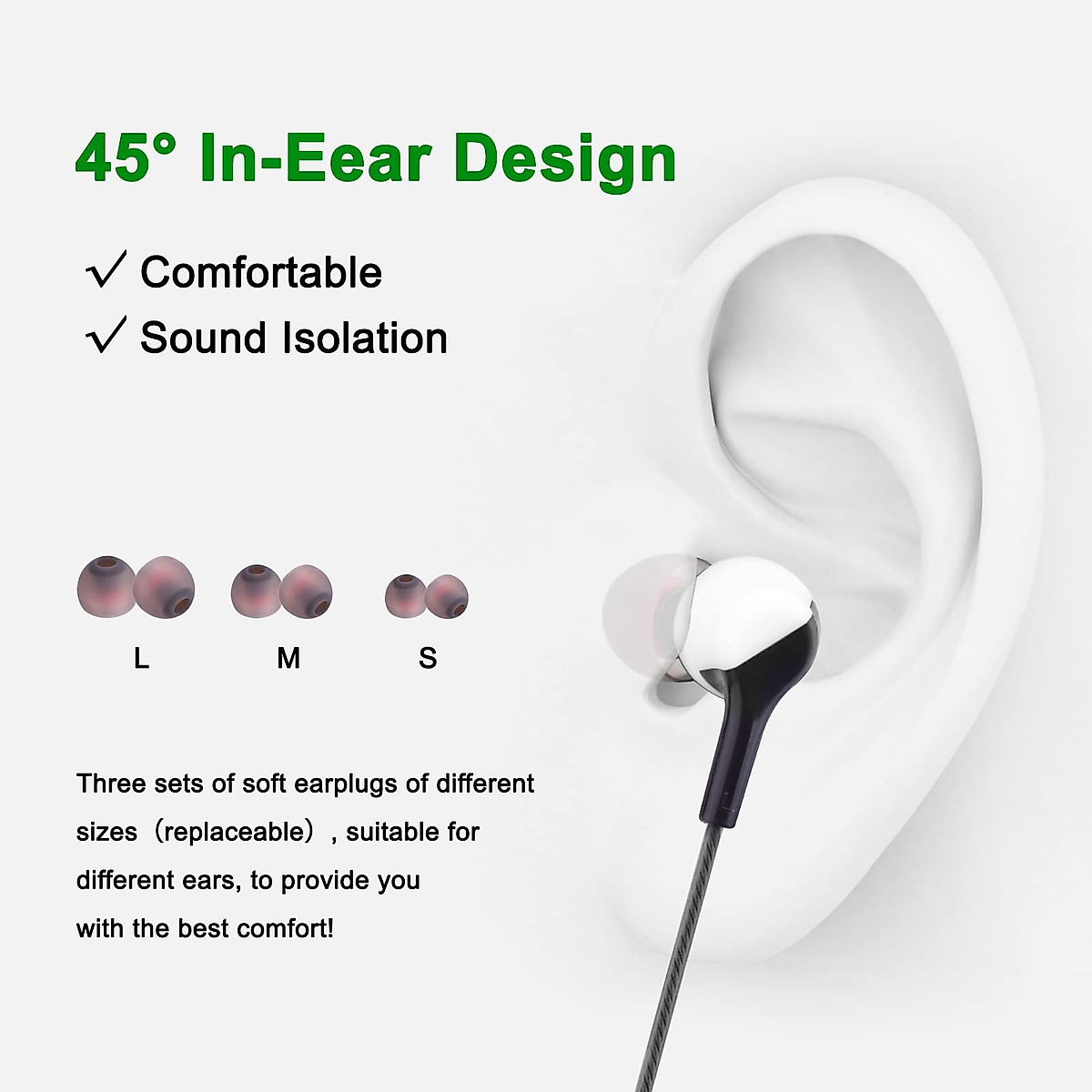 XINLIANG Wired Earbuds with Microphone 5 Pack 3.5mm in-Ear Earphones with Microphone for Laptop, Tangle Free Earbuds for Chromebook, Android, iOS, Mp3, Cheap Earbuds for Kids School Students