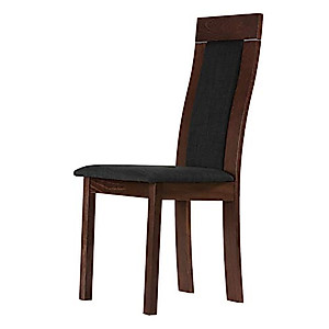 Cortesi Home Tia Walnut Finish Dining Chair in Charcoal Fabric, Set of 2, Brown