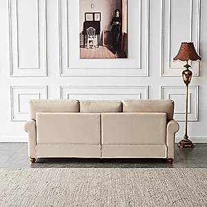 LUMISOL 82" Modern 3-Seater Sofa with Rolled Arms, Tufted Upholstered Couch with Wood Legs and Nailhead Trim for Living Room, Apartment