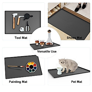 Under Sink Mat,PRETIRENO 34" x 22" Silicone Under Sink Liner for Kitchen & Bathroom Sink Base Cabinets,Under Sink Drip Tray with Lip, Black