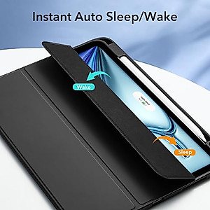 ESR for iPad Air 11 Inch Case M2 2024, iPad Air 6th/5th/4th Gen(2024/2022/2020) with Pencil Holder, Trifold Stand Case for iPad Air 5/4 with Flexible Back, Auto Sleep and Wake, Rebound Series, Black