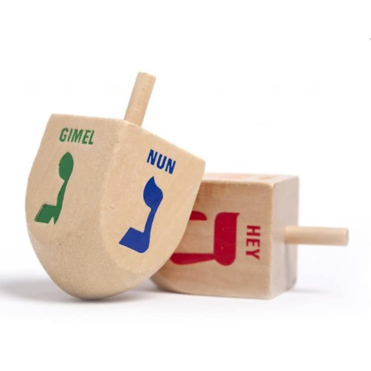 Wooden Dreidel's Game Top Assorted Color Put and Take Game Pack with 4 Wooden Dreidel's