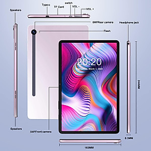 OUZRS Android Tablet 10 Inch, Android 12 Tablet with 8GB RAM 64GB ROM(1TB Expand), Dual Camera, WiFi Tablet, Bluetooth, GMS Certified, Computer Tablets-M15(Pink)