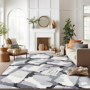 Rugshop Contemporary Abstract Design Soft Area Rug 5' x 7' Gray