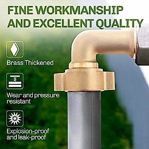 Litorange Garden Hose Elbow Connector 90 Degree Brass Hose Elbow Fitting Quick Swivel Connect Adapter Thread Size 3/4" + 2 Pressure Washers