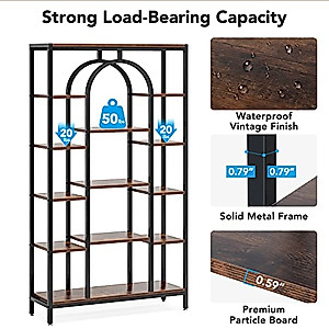 Tribesigns 5-Tier Bookshelf, Industrial Tall Bookcase Book Shelf Organizer Freestanding Open Display Shelves for Bedroom Living Room Home Office, 70.8" H x 39.4" L, Rustic Brown