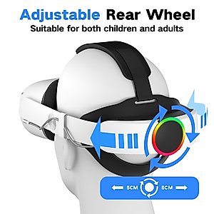 RGB Head Strap with Battery for Oculus Quest 2, 10000mAh Battery Pack for Extended 8 Hrs of Playtime, Fast Charging VR Power, Adjustable Elite Strap Enhanced Support and Balance in VR