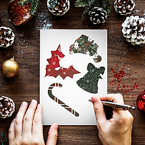 PUIKSXER 6"x6" Merry Christmas Scrapbook Paper Pad, 24 Sheets Plaid Snowflake Deer Pinecone Wood Texture Pattern Paper Single-Sided Holiday Craft Paper for Junk Journal Card Making Album Party Decor