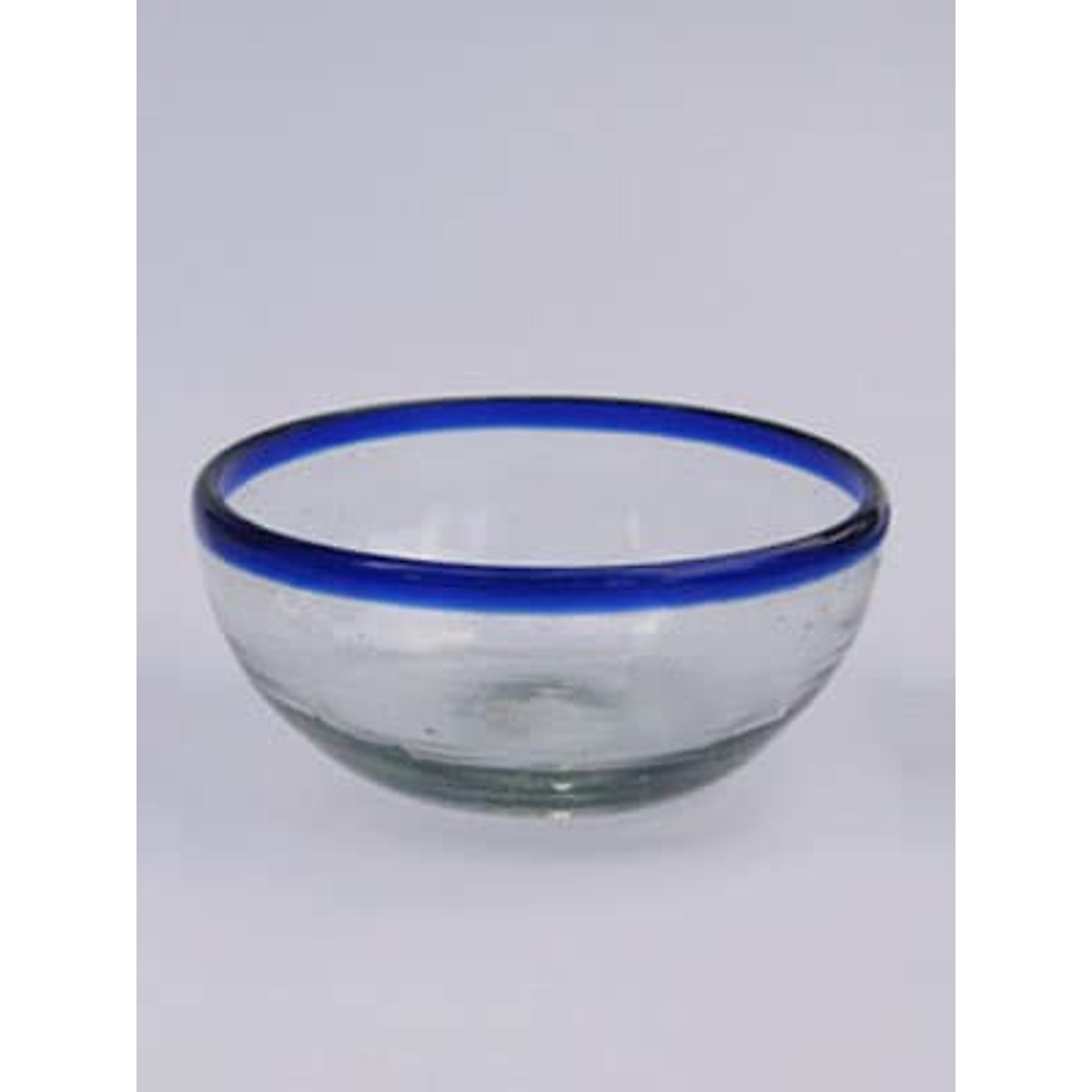 MexHandcraft Cobalt Blue Rim Three Sizes Snack Bowls (set of 3), Recycled Glass, Lead-free, Toxin-Free