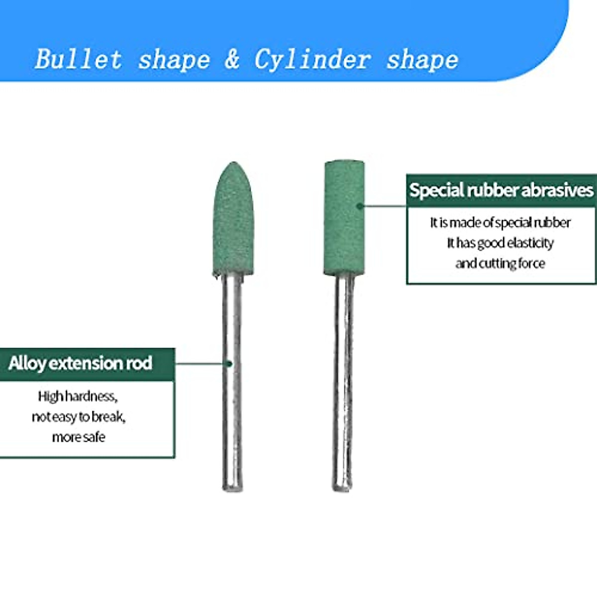 Luo ke 100 Pcs Rubber Polishing Bits, 1/8 Inch Shank Abrasive Polishing Kits for Dremel Rotary Tool