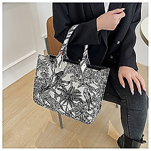 MANMU TOTE temperament Large -capacity messenger bag Tongcot Bags canvas Fashionable knitted handbag goddess goddess (Large) White