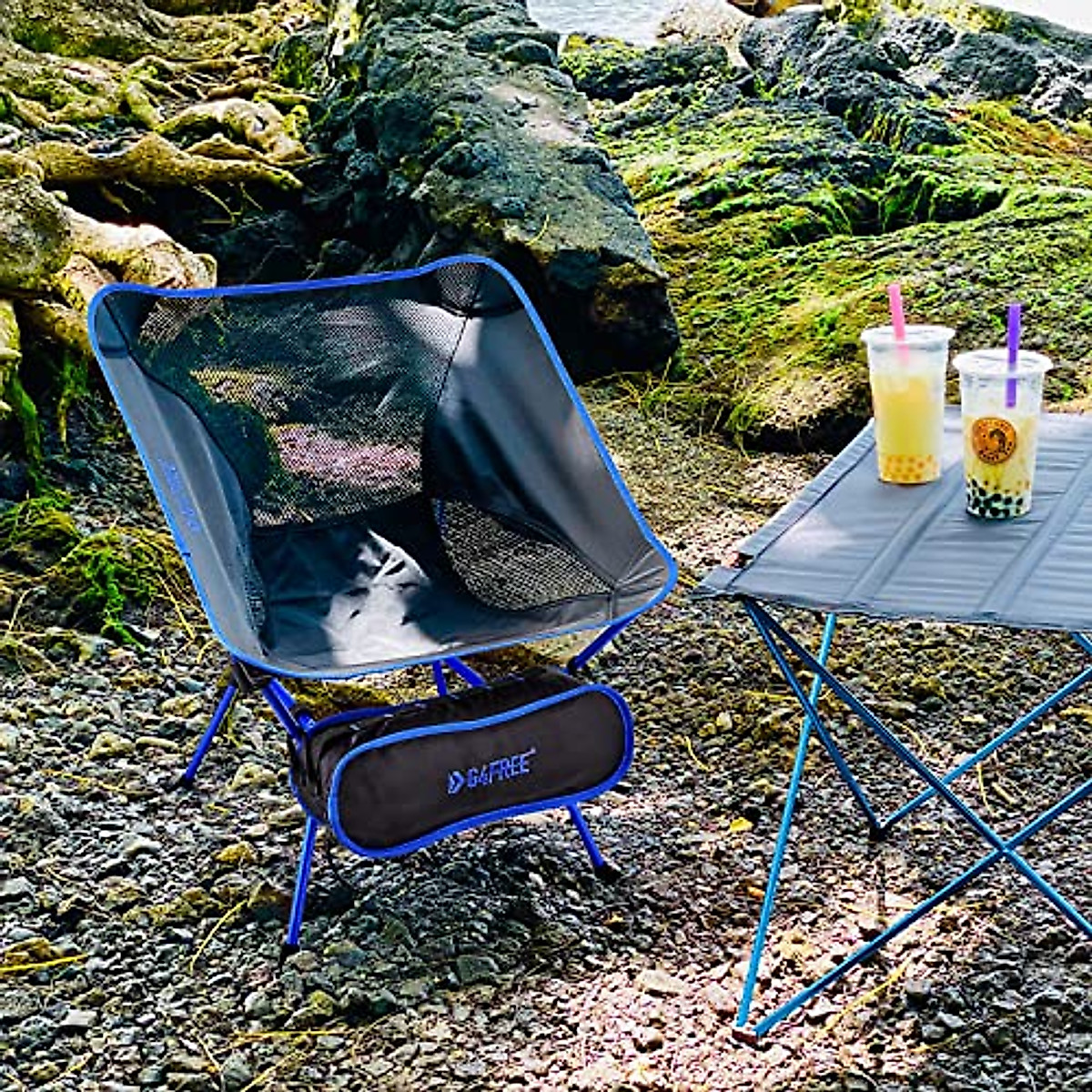 G4Free 2Pcs Folding Camping Chairs, Ultralight Compact Backpacking Folding Chairs Lawn Chairs Heavy Duty 330lbs with Side Pockets Packable for Outdoor Camp Travel Beach Picnic Travel Hiking Orange