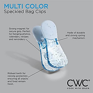 COOK WITH COLOR 10 Pc Bag Clip with Magnet- Chip Bag Clip, Sealing Food Clips, Plastic Clips for Food and Kitchen Storage, Chip Clip and Snack Bag Clips, Fridge Clips (Speckled Multi)