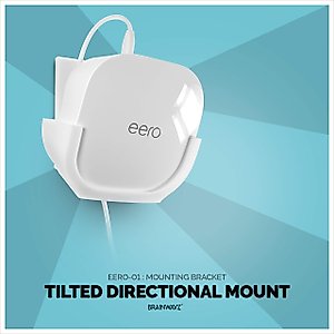 Screwless Wall Mount for Eero Mesh WiFi Holder, Tilted for Max Reception, Custom Design (NOT Compatible with Eero 6/Pro 6/Beacon), Strong VHB Adhesive, No Tools, No Mess, White by Brainwavz