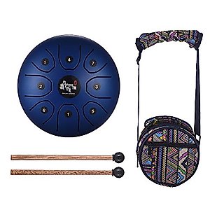 Btuty Mini 8-Tone Steel Tongue Drum 5.5 Inch C Key Percussion Instrument Handpan Drum with Drum Mallets Carry Bag