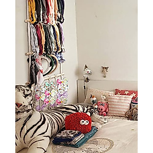 MoHern Headband Bow Holder Organizer for Girls, Baby Hair Bows Hanger with 30 Hooks, Hair Clip Accessories Storage Macrame Rack Boho Wall Hanging Decor for Nursery Room