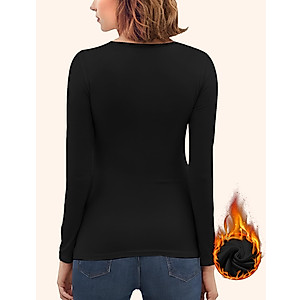Women's Long Sleeve Thermal Underwear Lightweight Compression Baselayer Shirt Women Clothing Premium Comfort Winter Tops Black