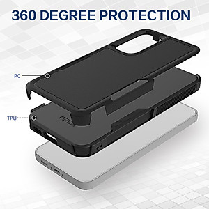 for Samsung Galaxy S23 FE Case: Dual Layer Protective Heavy Duty Cell Phone Cover Shockproof Rugged with Screen Protector - Military Protection Bumper Tough - Samsung Galaxy S23 FE 5G 2023, Black