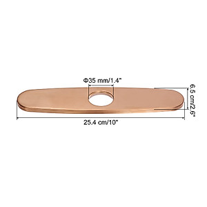 uxcell 10 Inch Hole Cover Deck Plate Escutcheon, Stainless Steel Sink Cover Plate for Bathroom or Kitchen Sink Faucet, Oval Rose Gold
