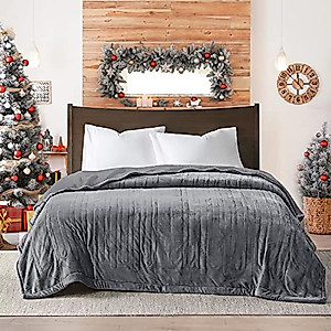 Sunvivi Heated Blanket King Size, Heating Electric Throw Blanket Dual Control, 5 Years Warranty, 10 Heat Settings, 12 Hours Auto Off, Machine Washable, ETL Certified, Overheating Protection, Grey