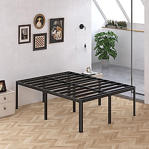 Likelalaso 24 Inch High Queen Bed Frame with Rounded Corner, Heavy Duty Metal Bed Frame Queen Size Under-Bed Storage Space, No Box Spring Needed, Noise Free, Easy Assembly, Black