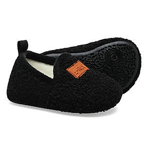 L-RUN Black Slippers for Toddler Boys/Girls House Slippers Black 6.5-7.5 Toddler=EU24-25