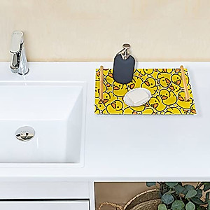 Duck Cartoon Bathroom Vanity Tray Bath Decorative Vanity Tray for Bathroom Counter Serving Organizer Jewelry Plate Holder with Handles Countertop Storage for Table Kitchen