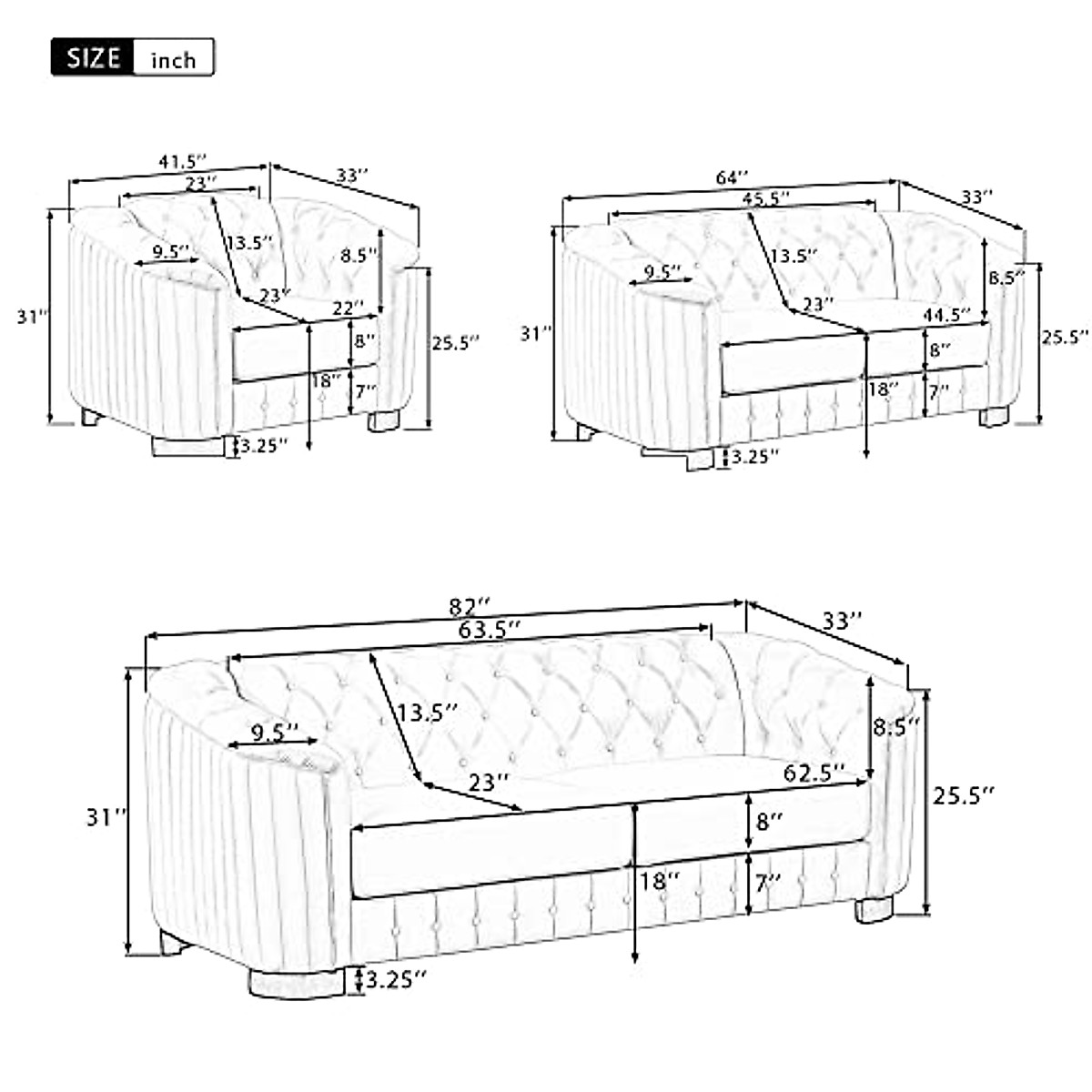 Merax Velvet Upholstered Accent Sofa with Thick Removable Seat Cushion, Modern Single Couch Chair for Living Room, Bedroom, or Small Space, Grey
