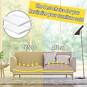 Eazy2hD Furniture Seat Couch Cushions Replacement 20" x 20" High-Density Foam Cushion Sag Repair Soft Chair Square Cushion Foam Support for Sofa Seat Cushiones（Quantity 2）