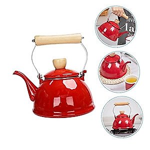 MAXBUS 1pc Kettle Red Kettle Ceramic Tea Pot Red Coffee Maker Boiling Teapot Pottery Ceramic Coffee Pot Decorative Teapot Kitchen Teapot Cold Water Teakettle Make Tea Red Stainless Steel