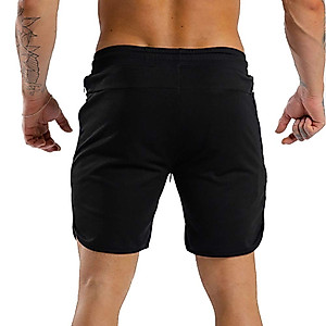 Wangdo Men's Workout Shorts 7" Running Shorts Athletic Bike Shorts Gym Shorts for Men with Zipper Pocket(Black-XL)