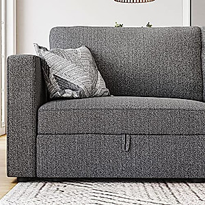 HONBAY Reversible Modular Sectional Couch U Shaped Modular Sofa with Wide Chaise Oversized Modular Sectional Sofa with Storage Seat, 149'', Light Grey