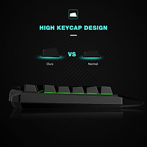 HAVIT Rainbow Backlit Wired Gaming Keyboard 104 Keys LED USB Ergonomic Wrist Rest Keyboard for Windows PC Gamer Desktop, Computer (Black) (Renewed)