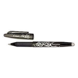 Pilot 31550 FRIXION BALL ERASABLE STICK GEL PEN, FINE 0.7MM, BLACK INK, BLACK BARREL