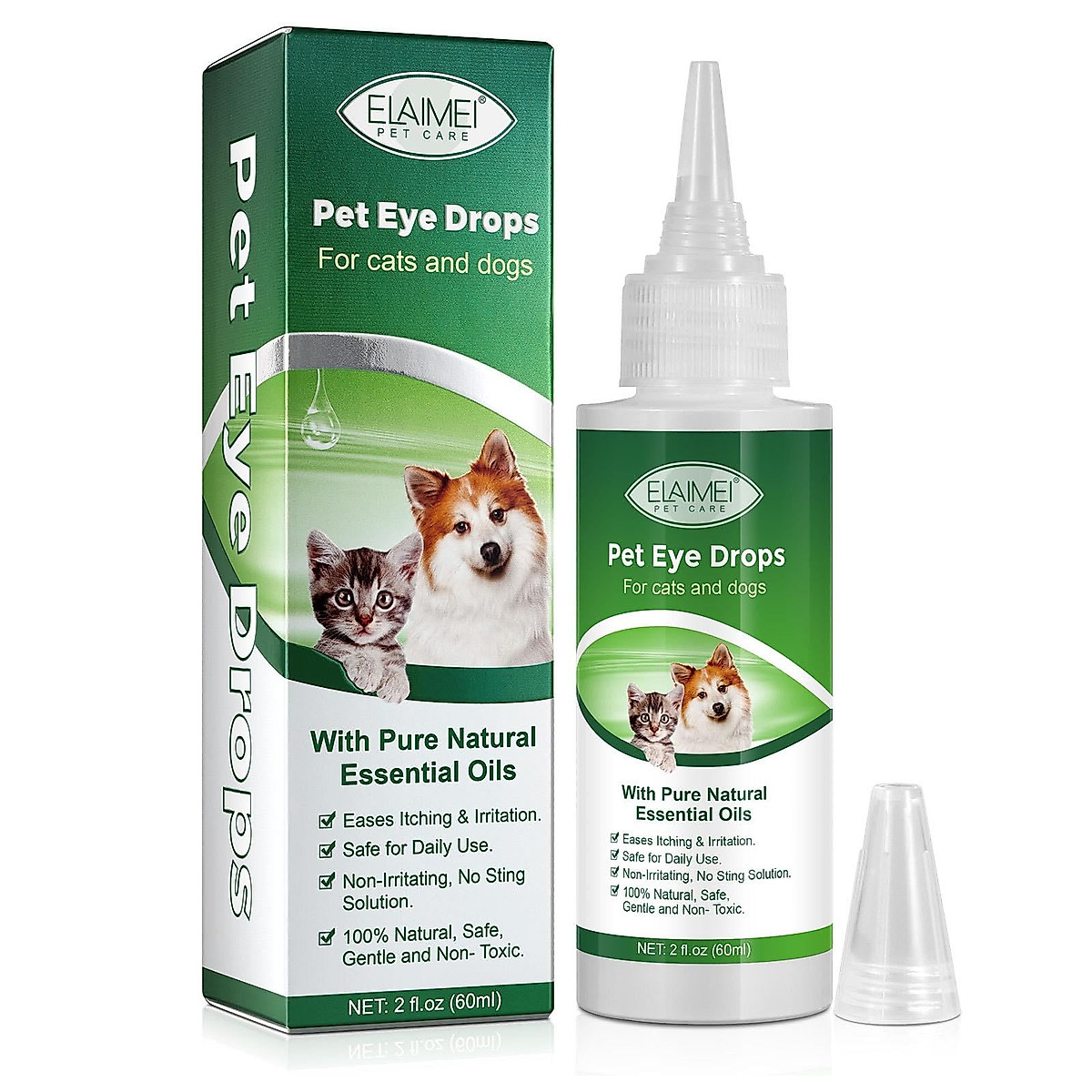 HXLYBD Dog Eye Drops, Cat & Dog Eye Wash Drops Remove Eye Tear Marks Dirt for Dogs & Cat, Gentle Eye Drops for Dogs and Cats Soothe Irritated Eyes Remove Eye Discharge, Dirt and Tear Stains