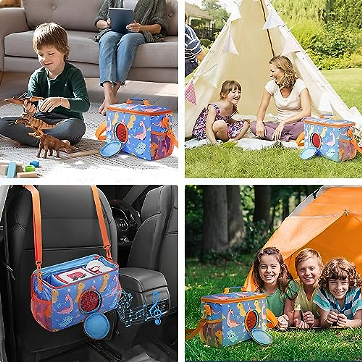 Ciseret Portable Tonies Carrying Case - Compatible with Toniebox Starter Set Tonies Figures Characters Charging Station Headphones - Travel Bag for Kids Boy Girl - Designer Custom Dinosaur Bag