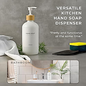 MaisoNovo Soap Dispenser 1-Piece Set | 16.9oz White Bottles with White Bamboo Pump